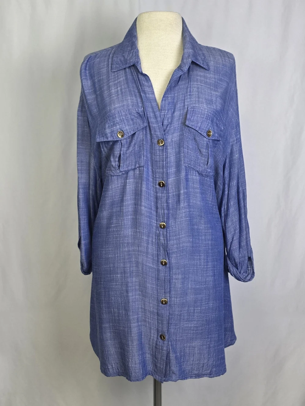 Dotti | Tops | Dotti Blue Chambray Buttonfront Top | Poshmark